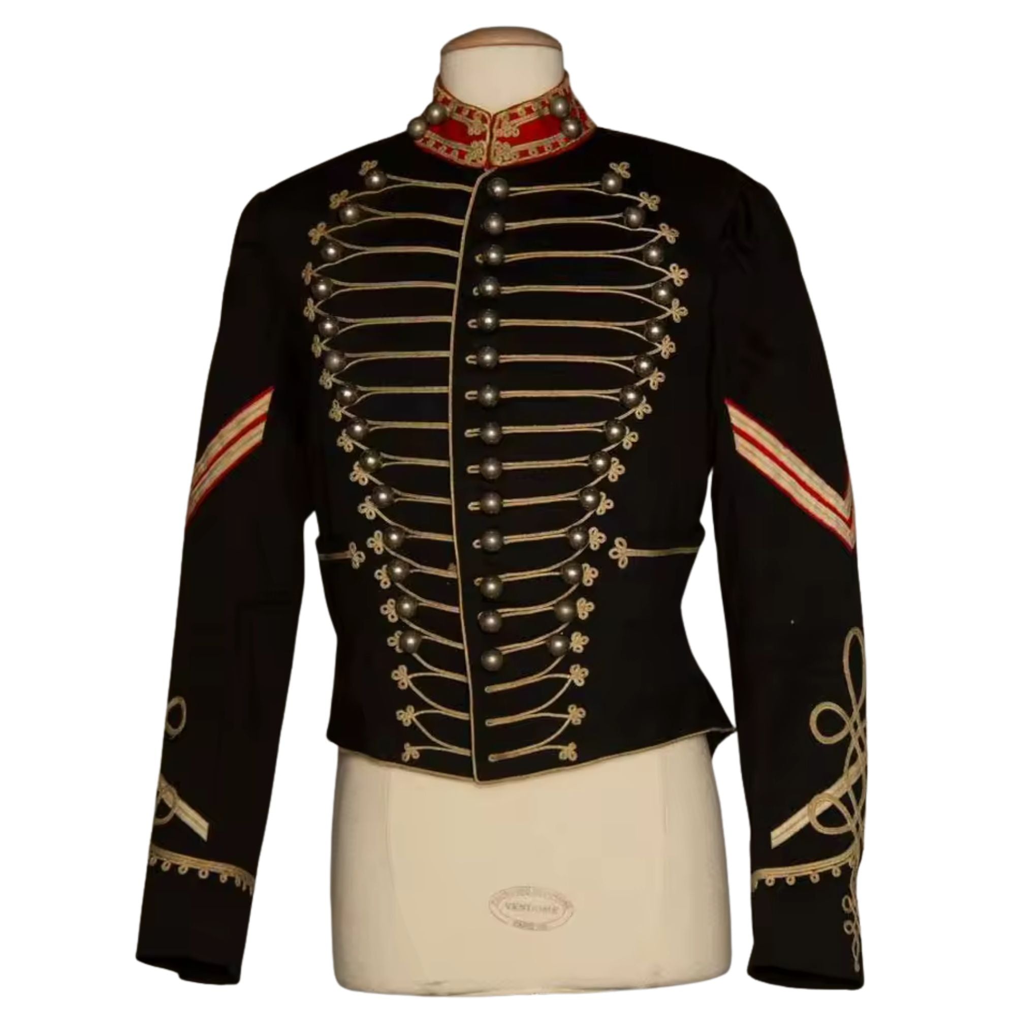 Military Hussar Black Coat Fashion Military Officer Jacket Uniform Vin