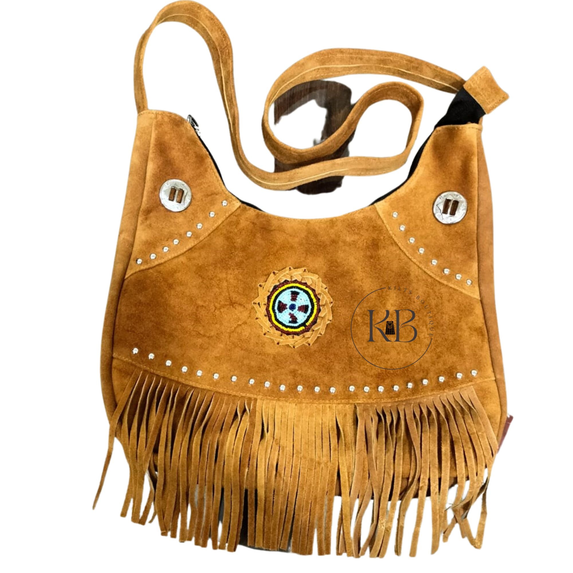 Native American Western Crossbody Handbag Suede Leather Ladies Bag Pur