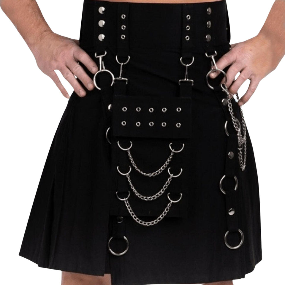 Black Modern Utility Kilt Scottish Gothic Wedding kilts for men's Fash