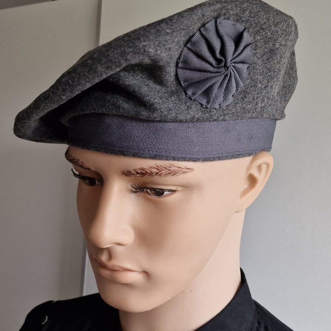Grey Irish Caubeen Hat Military Bonnet Beret Wool Hat, slouchy hat, Ta