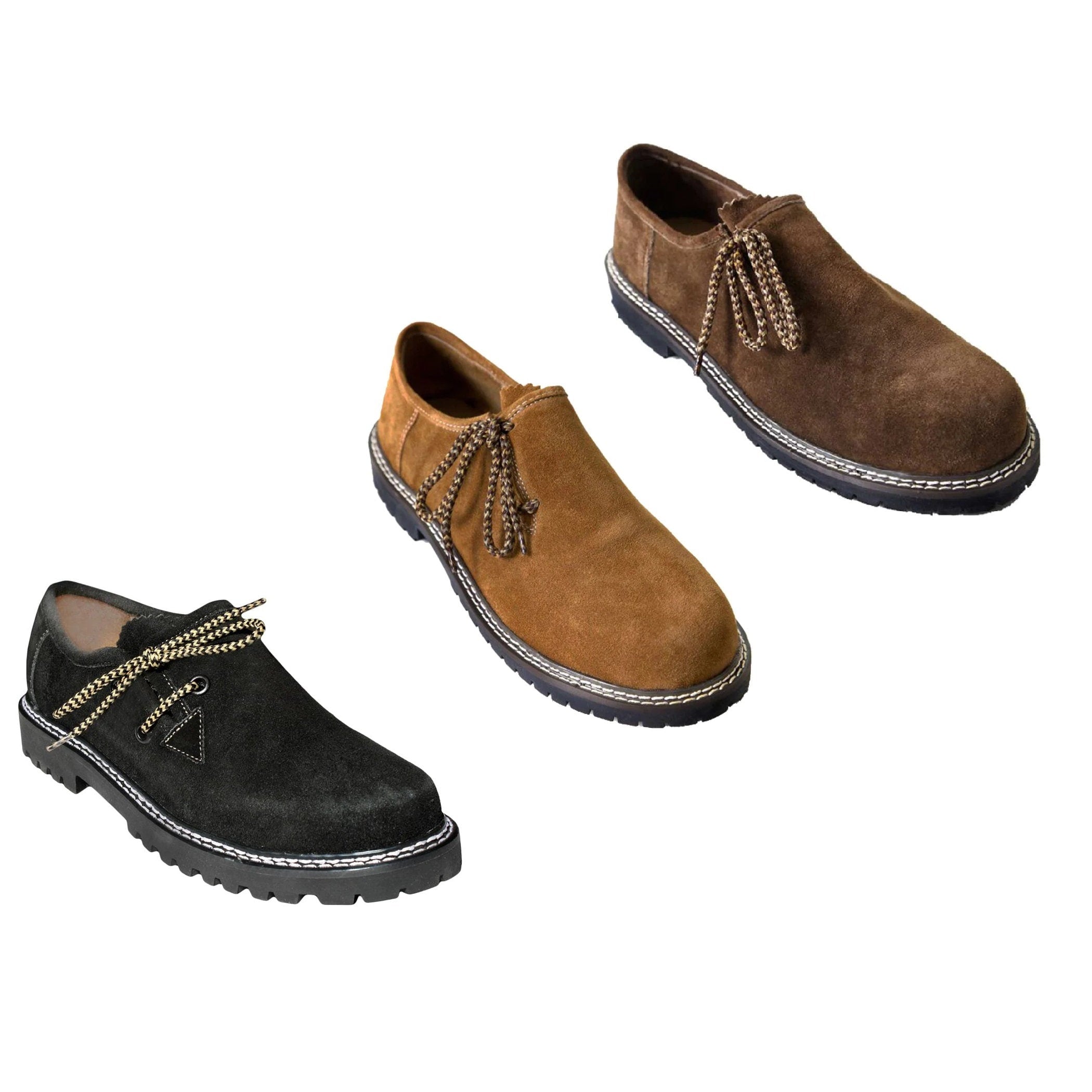 Bavarian Men Suede Leather Shoes Traditional German Style Oktoberfest
