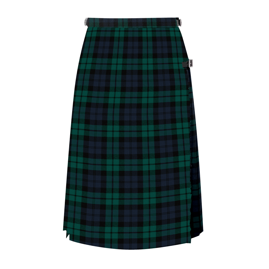 Ladies Tartan Kilted Mid-calf 27" Length Pleat Skirt Kilt Special Blac