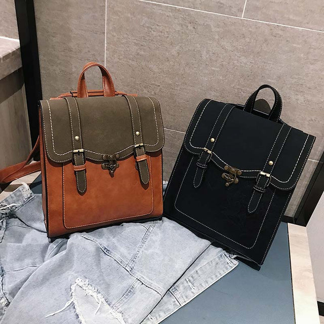 Vintage Women Backpack Shoulder Bag Lady Multifunction Backpack Retro